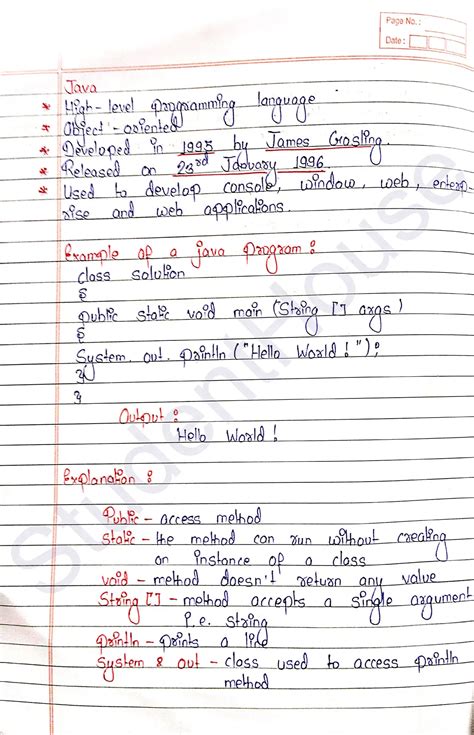 Java Handwritten Notes Pdf Download Basic To Advance Studenthouse