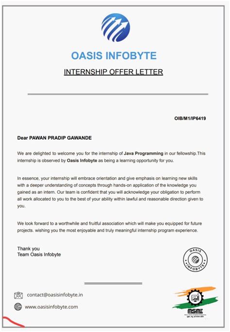 Oasisinfobyte Internship Javaprogramming Intern Opportunity Java