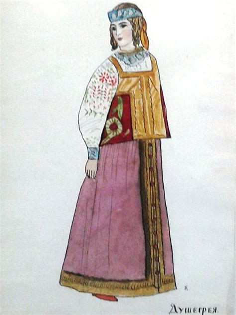 Картина в раме Неизвестный художник «Душегрея Театральный костюм бумага тушь карандаш