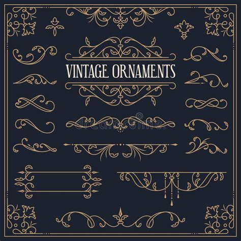 Vector Vintage Decorative Elements Borders Vignettes Flourishes Frame Stock Vector