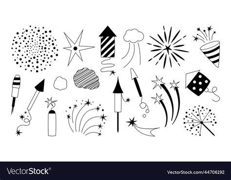 Simple Fireworks And Firecrackers Collection Vector Image