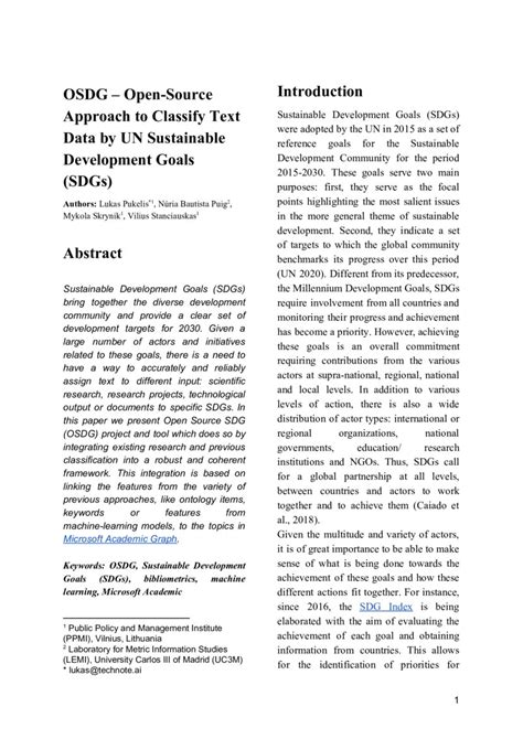 Osdg Open Source Approach To Classify Text Data By Un Sustainable Development Goals Sdgs