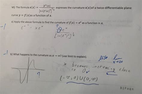 Solved Vi The Formula K X [1 F′ X 2]3 2∣f′′ X ∣