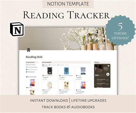 Reading Tracker Notion Template Digital Book Tracker Digital Reading