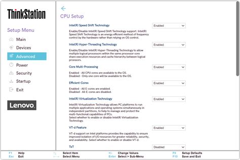 CPU Setup Intel Lenovo CDRT Docs Site