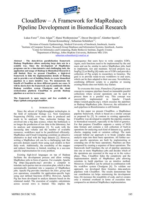 Pdf Cloudflow A Framework For Mapreduce Pipeline Development In