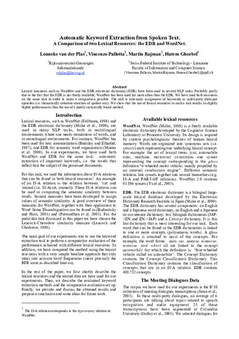 Pdf Automatic Keyword Extraction From Spoken Text A Comparison Of