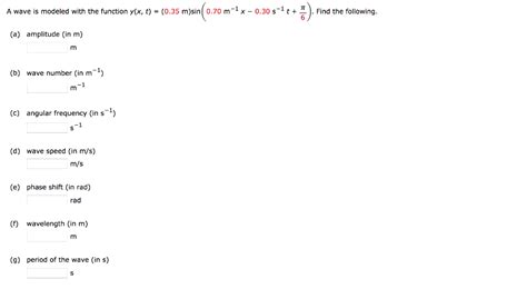 Solved A Wave Is Modeled With The Function Y X T Chegg
