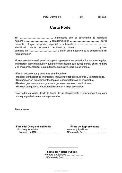 ᐅ Carta Poder Notarial De Representación Online Word Pdf