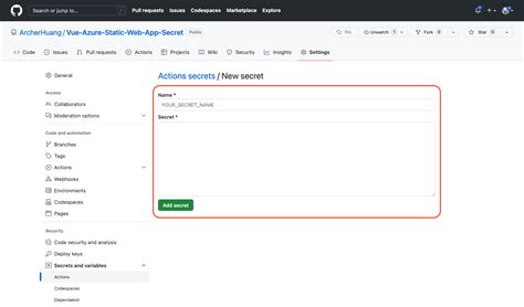 Cloud 】透過 Github Action 部署 Vue 到 Azure Static Web App 並設定 Secret