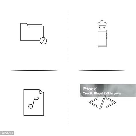 파일 및 폴더 기호 간단한 선형 아이콘을 설정 합니다 개요 벡터 아이콘 0명에 대한 스톡 벡터 아트 및 기타 이미지 0명