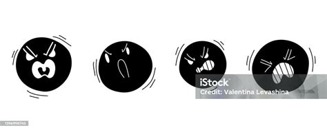 화가 난 얼굴 낙서 손으로 그린 맹세 나쁜 이모티콘 화가 난 비명을 지르는 얼굴 감정 흰색에 격리된 벡터 일러스트레이션입니다 욕설에 대한 스톡 벡터 아트 및 기타 이미지