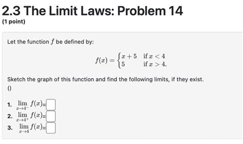 Solved 23 The Limit Laws Problem 9 6 Points Let