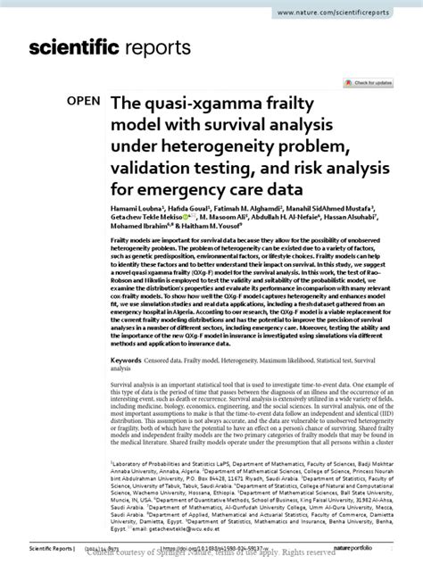 The Quasi Xgamma Frailty Model With Survival Analy Pdf Estimation Theory Statistics
