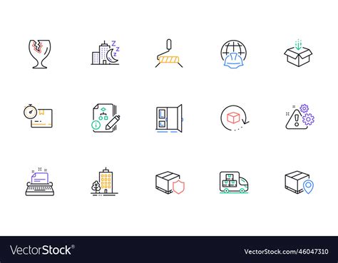 Open Door Algorithm And Night City Line Icons Vector Image
