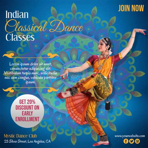 Indian Classical Dance Dance Academy Template Postermywall