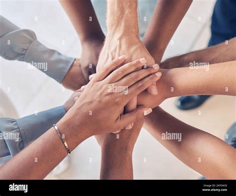 Teamwork Hands Together And Team Building Of Business People With