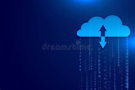 Secure Database Cloud Computing Background With Digital Tech Lines Stock Vector Illustration