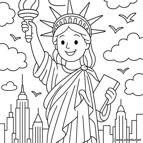 Dibujos Para Colorear De La Estatua De La Libertad