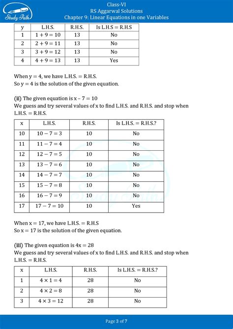 Rs Aggarwal Class 6 Solutions Exercise 9a Chapter 9 Linear Equations In