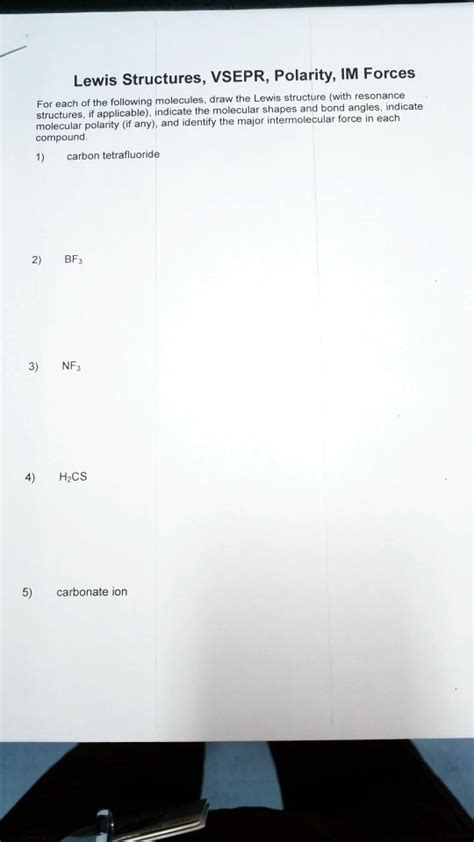 Lewis Structures Vsepr Polarity Im Forces For Each Of The Following Molecules Draw The Lewis