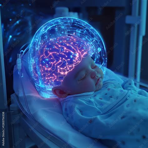 High Tech Human Brain Scan With Glowing Neuron Connections And Ai