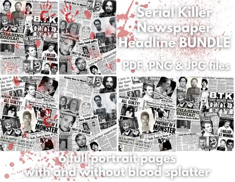True Crime Serial Killer Newspaper Clipping Files In Portrait 6 Full