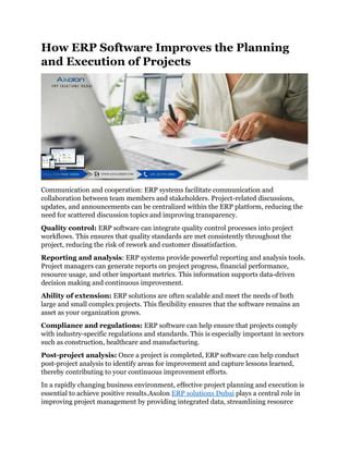 How ERP Software Improves The Planning And Execution Of Projects Pdf