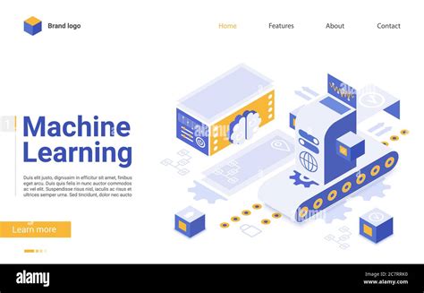 Machine Learning Flat Landing Page Vector Template Artificial Intelligence Futuristic
