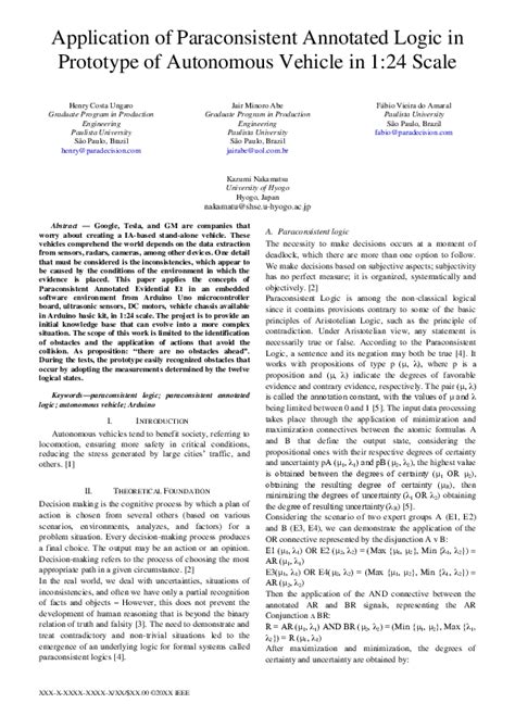 Pdf Application Of Paraconsistent Annotated Logic In Prototype Of