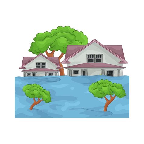 Trees Submerged In Flood Water Illustration Vector Art At Vecteezy