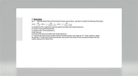 solved 4 exercises qu 1 generate bode plots of the