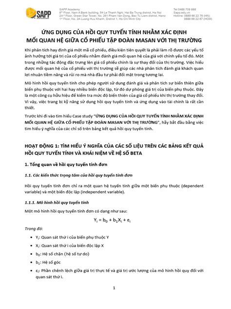 Cfa1 Case Study Quant Ứng Dụng Của Hồi Quy Tuyến Tính 1203 Hv
