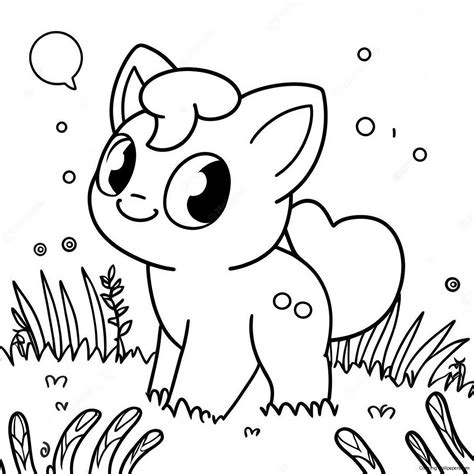 Cute Vulpix Playing In The Grass Coloring Page 55814 44155