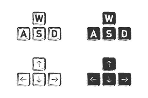 Hand Drawn Keyboard Button Arrow And Wasd Icon Vector Illustration