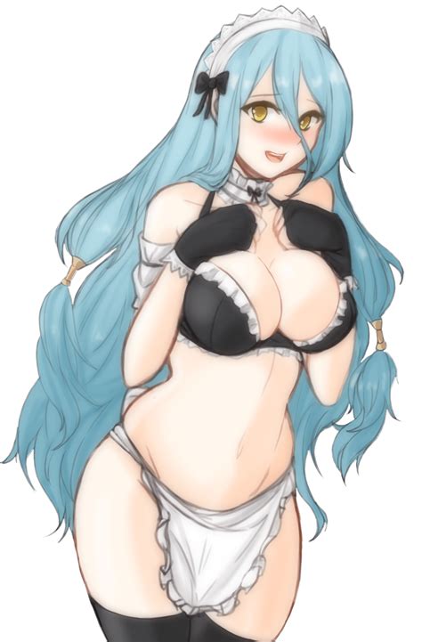 Rule 34 1girls Apron Arm Band Arms Azura Fire Emblem Bare Midriff Bare Shoulders Blue Hair