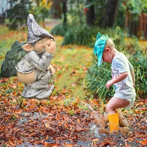 Украшение сада Статуя непослушного гнома На газон купить по низкой цене с доставкой в