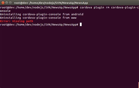 Angularjs Ionic Missing Path Error While Removing Plugin Stack