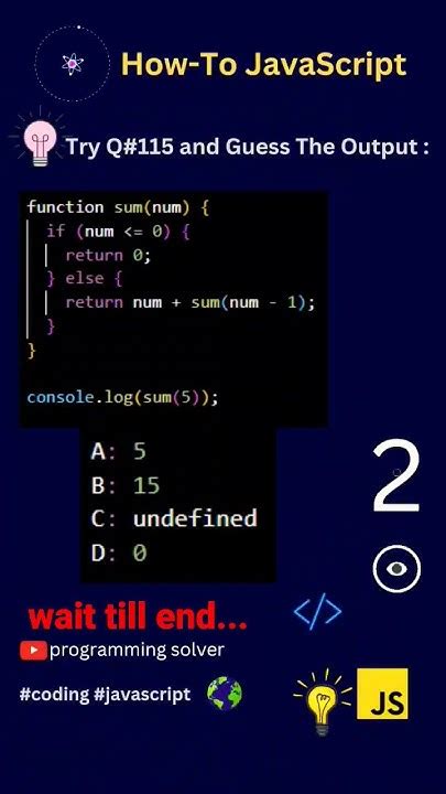 how to code javascript q 115 try solve and guess the output shorts coding programming