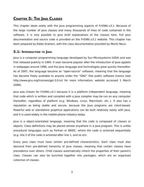 Chapter 5 The Java Classes