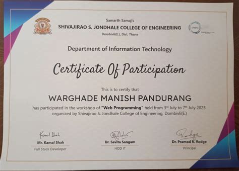 Manish Warghade On Linkedin The Web Programming Bootcamp Held In Shivajirao S Jondhale College Of