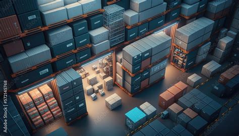 Container Terminals Aerial View Of The Container Made By Ai Artificial Intelligence Stock