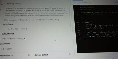 Solved Auto Complete Ready Save Breaking A String Chegg