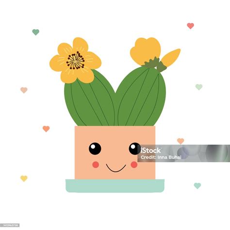 귀여운 선인장 캐릭터 디자인 벡터 템플릿 일러스트 레이 션 0명에 대한 스톡 벡터 아트 및 기타 이미지 0명 귀여운 꽃 식물 Istock