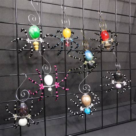 Wire And Bead Epoxy Resin Spider Ornament Original Handmade Décor