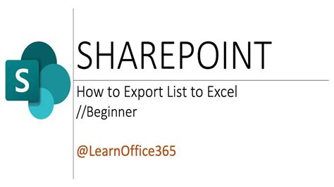 How To Export A Sharepoint List To Excel Quick Tutorial Youtube