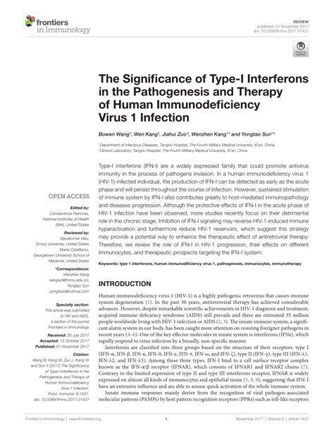 Pdf The Significance Of Type I Interferons In The Pathogenesis And Therapy Of Human