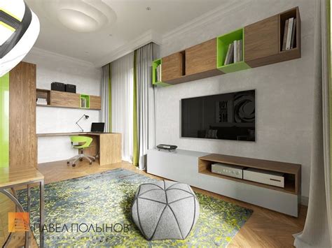 Интерьер детской комнаты с рабочим местом для занятий в ЖК Академ Парк Интерьер Дизайн