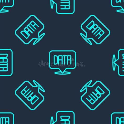 Green Line Data Analysis Icon Isolated Seamless Pattern On Blue