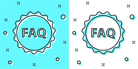 녹색과 흰색 배경에 격리 된 텍스트 Faq 정보 아이콘이있는 검은 색 선 레이블입니다 텍스트 Faq와 원 버튼 임의 동적 셰이프